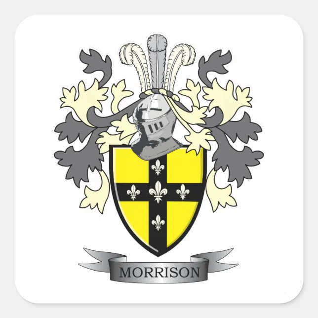 Morrison Family Crest Coat of Arms Square Sticker | Zazzle