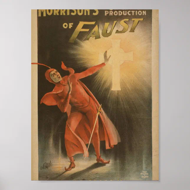Morrison's of Faust, 'The Cross' Vintage Theater Poster | Zazzle