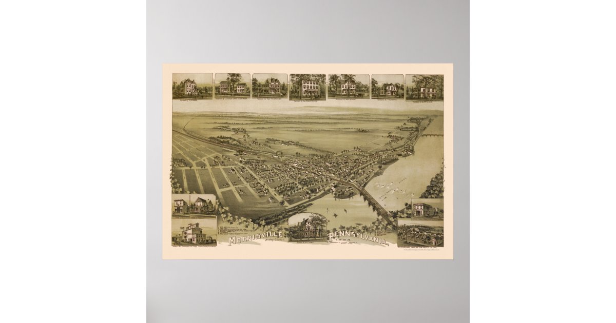 Morrisville, PA Panoramic Map - 1893 Poster | Zazzle