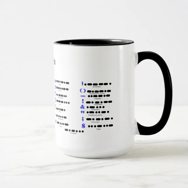 Morse Code Alphabet and Punctuation Chart Mug | Zazzle