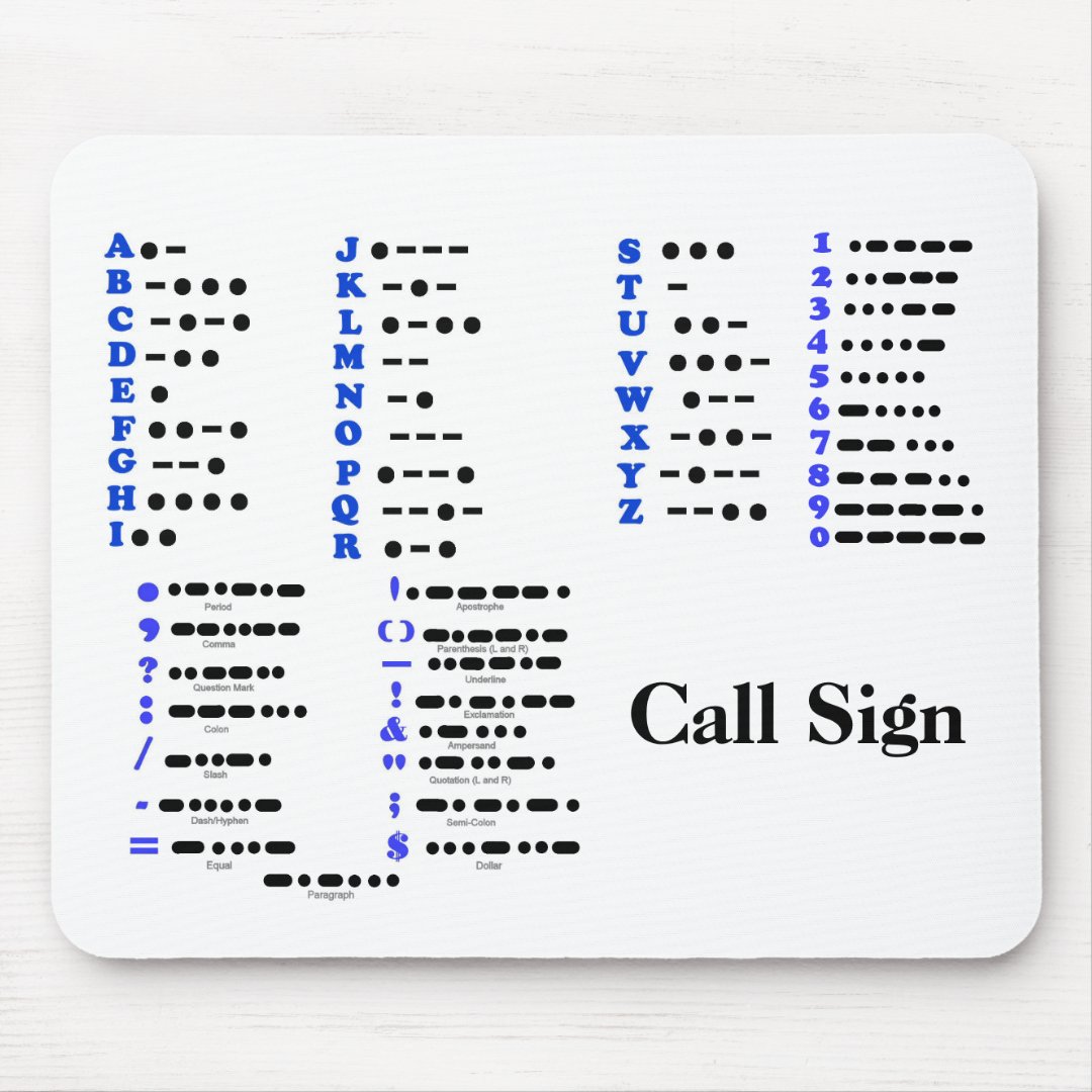 Morse Code Alphabet Numbers Punctuation Mouse Pad | Zazzle