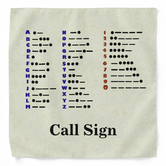 Morse Code Chart Bandana Customize Call Sign | Zazzle