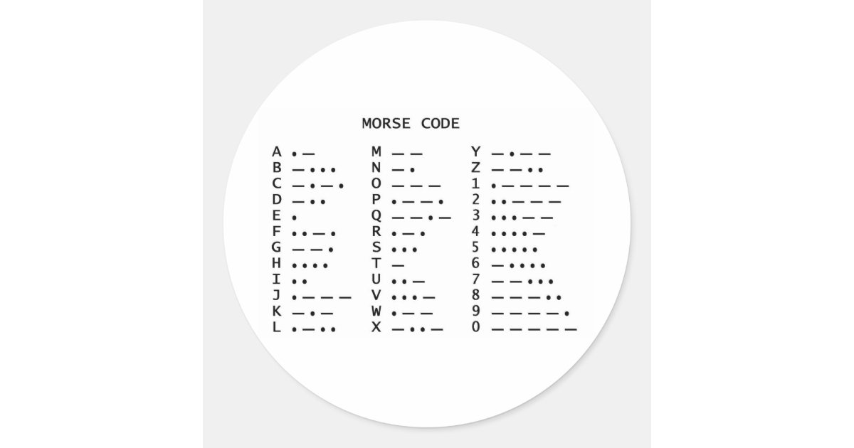 Morse Code Classic Round Sticker | Zazzle