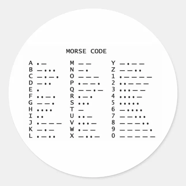Morse Code Classic Round Sticker | Zazzle