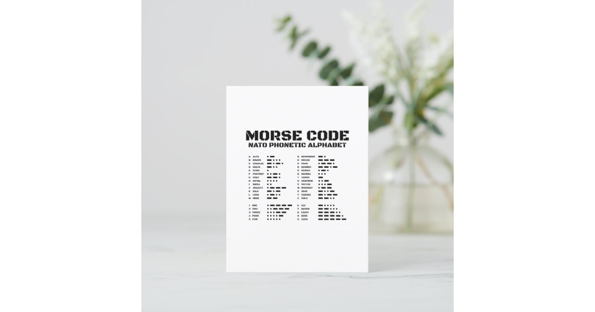 Morse Code NATO Phonetic Alphabet Postcard | Zazzle