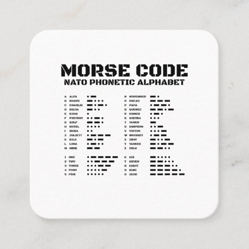 Morse Code NATO Phonetic Alphabet Square Business Card | Zazzle