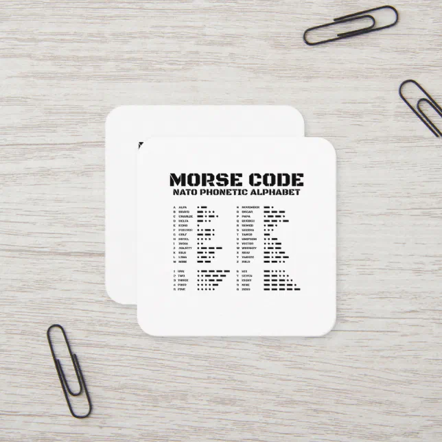 Morse Code NATO Phonetic Alphabet Square Business Card | Zazzle