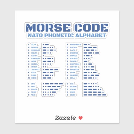 Morse Code NATO Phonetic Alphabet Sticker | Zazzle