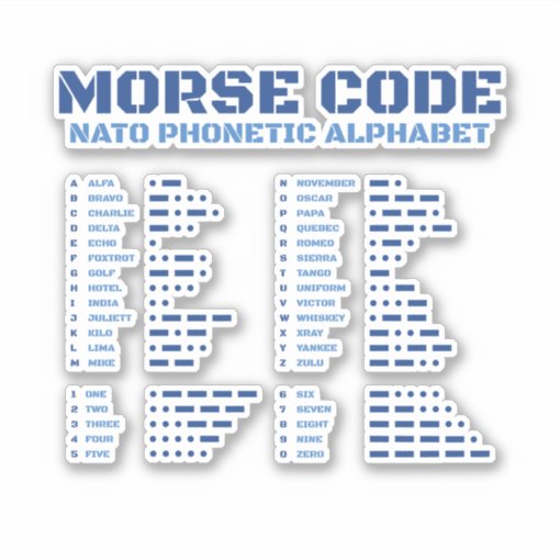 Morse Code NATO Phonetic Alphabet Sticker | Zazzle