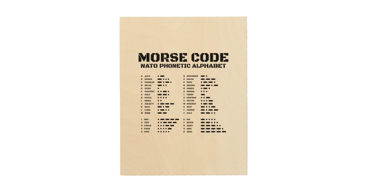Morse Code NATO Phonetic Alphabet Wood Wall Art | Zazzle
