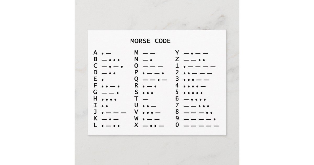 MORSE CODE POSTCARD | Zazzle
