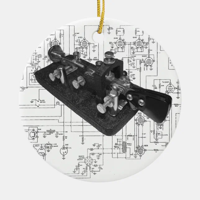 Morse Code Radio Key Schematic Ceramic Ornament | Zazzle
