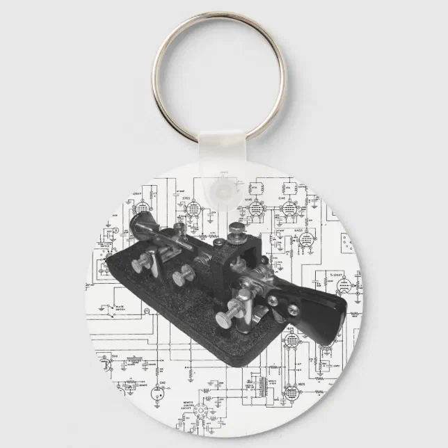 Morse Code Radio Key Schematic Keychain | Zazzle