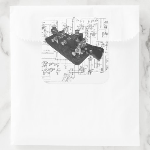 Morse Code Radio Key Schematic Square Sticker | Zazzle