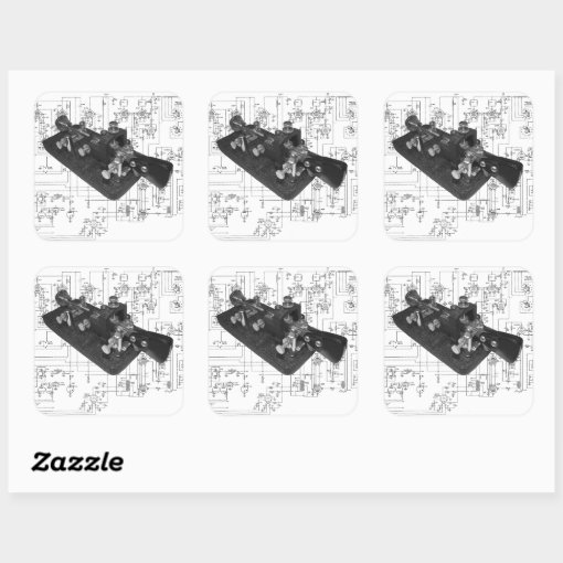 Morse Code Radio Key Schematic Square Sticker | Zazzle