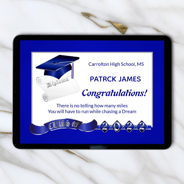 Blue Graduation Cap And Diploma 2022