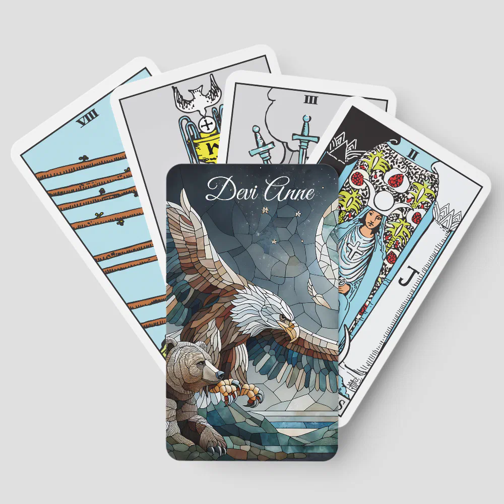 Mosaic Ai Art | Brown Bear and an Eagle Full Moon Tarot Cards - Snuggle ...