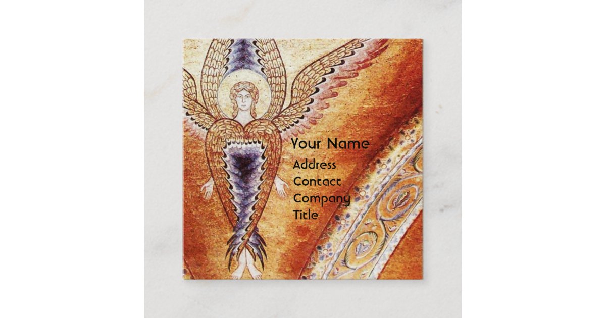 MOSAIC ANGEL MONOGRAM SQUARE BUSINESS CARD | Zazzle