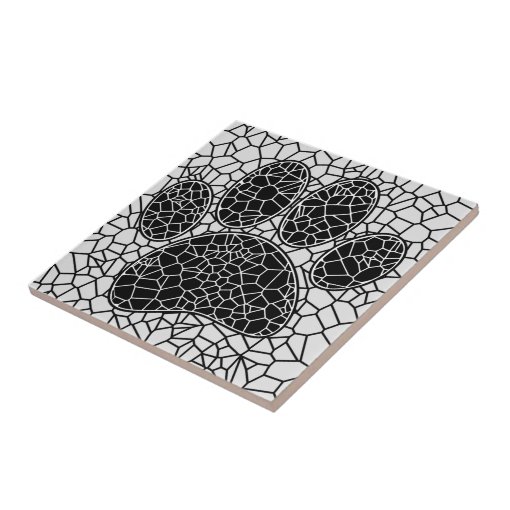 Mosaic Art Dog Paw Print In Black And White Ceramic Tile | Zazzle