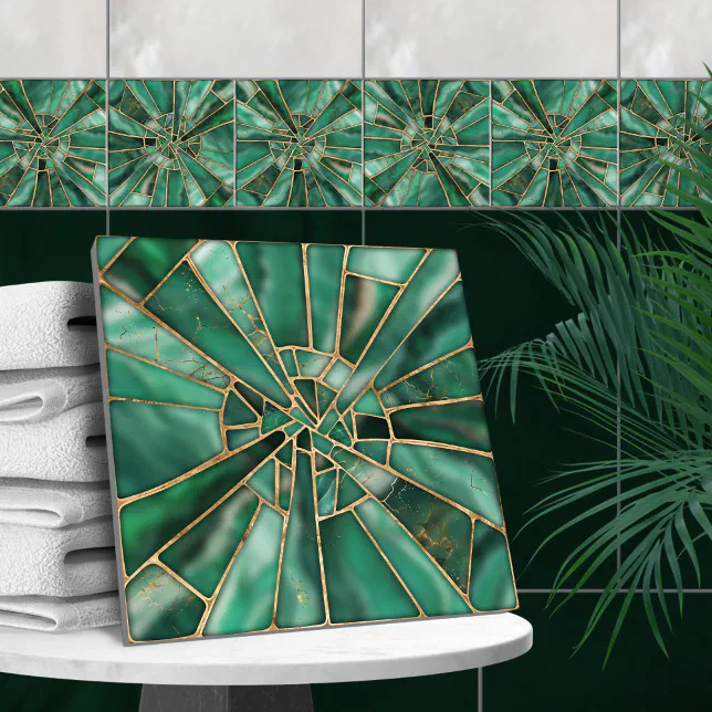 Mosaic Art - Dreamy Malachite Ceramic Tile | Zazzle
