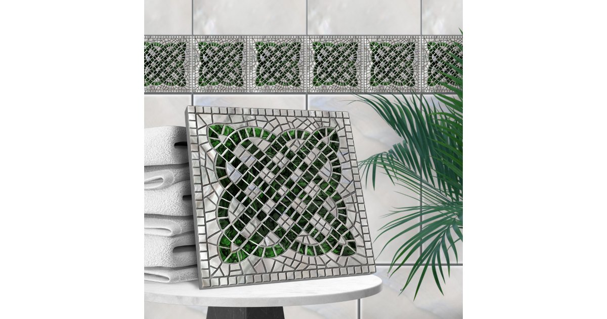 Mosaic Celtic knot - Abalone Shell and Pearl Ceramic Tile | Zazzle