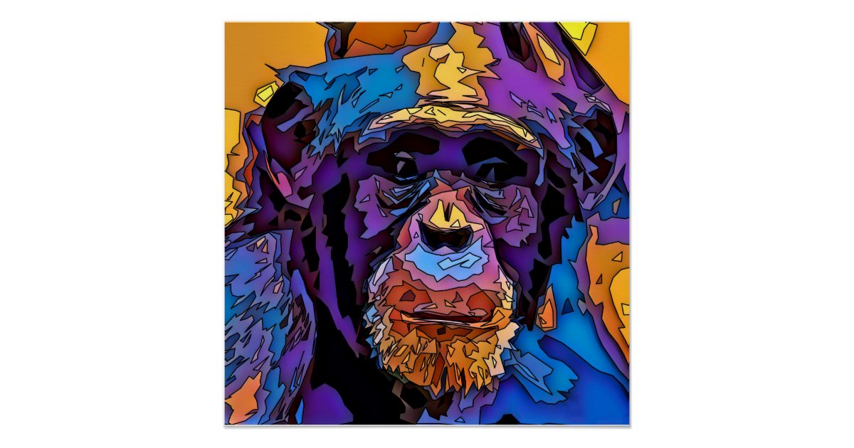 Mosaic Chimp Poster | Zazzle
