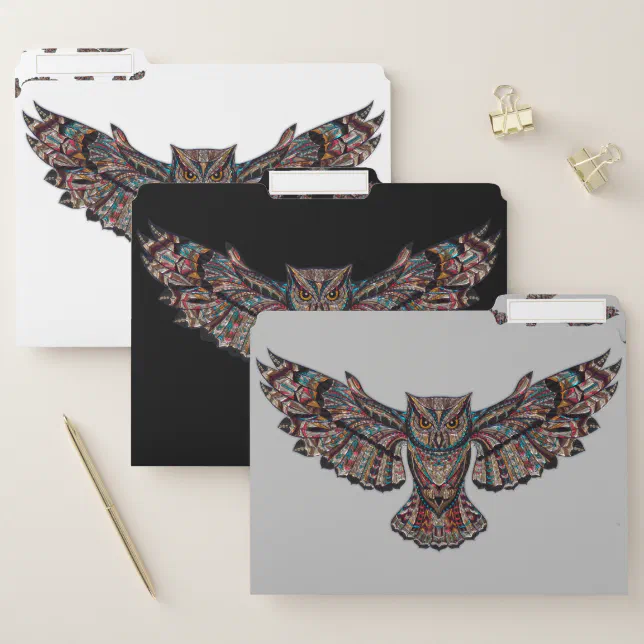 Mosaic colorful Owl File Folder | Zazzle