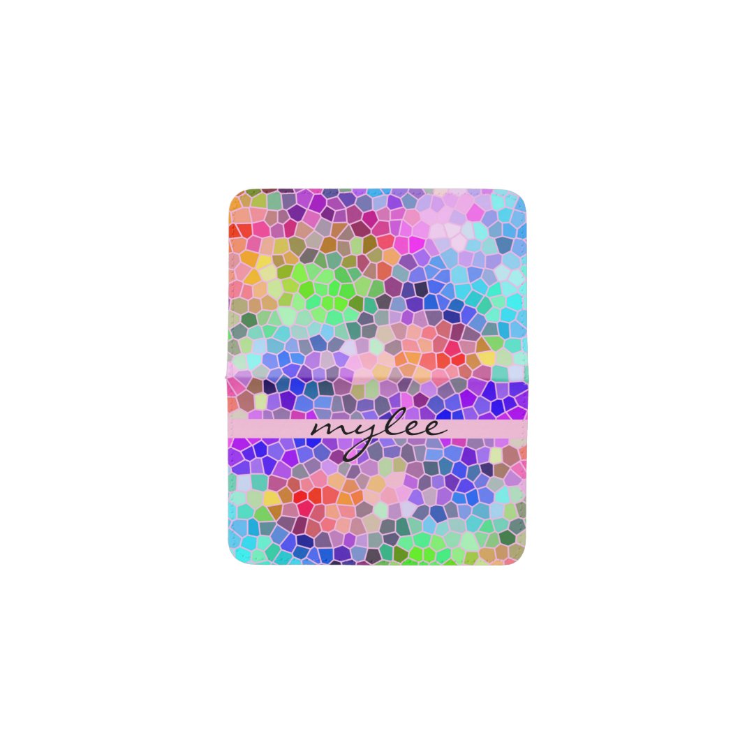 Mosaic Colorful Rainbow Pink Blue Abstract Funky Card Holder | Zazzle