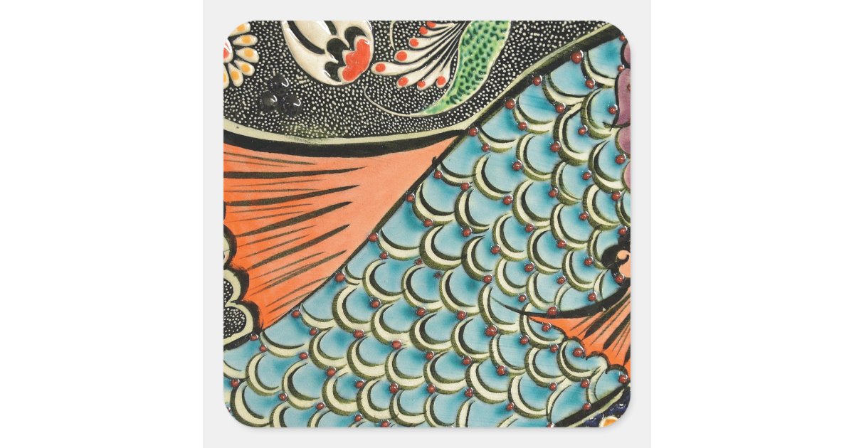 Mosaic Fish Fash Square Sticker | Zazzle