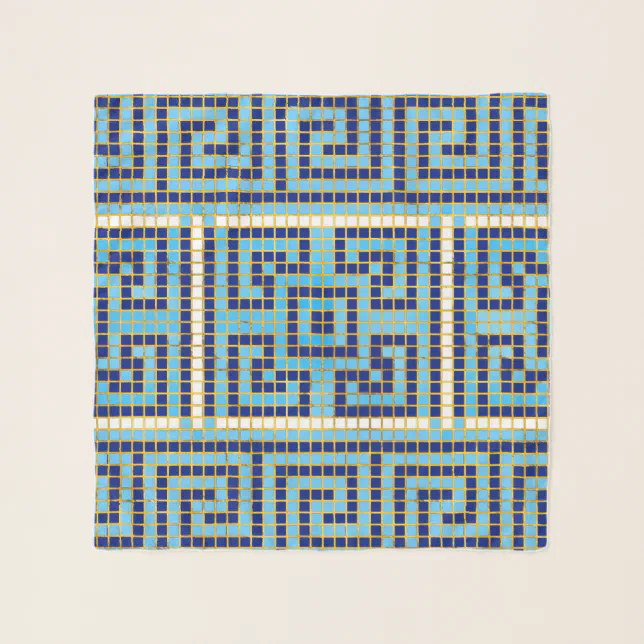 Mosaic Greek Meander Greek Key Ornament Scarf | Zazzle