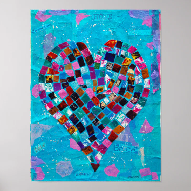 Mosaic Heart Collage Poster | Zazzle