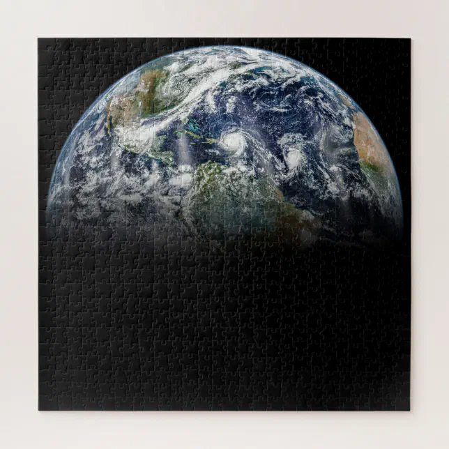 Mosaic Image Of Planet Earth With 3 Hurricanes Jigsaw Puzzle | Zazzle