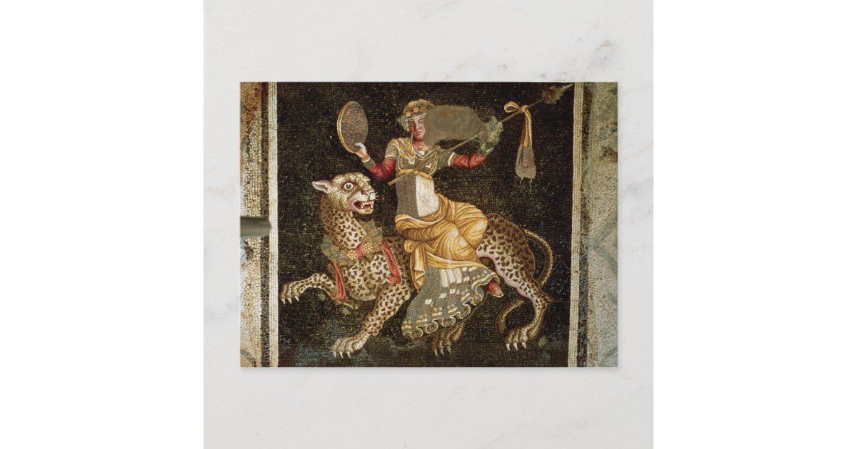 Mosaic of Dionysus riding a Leopard c.180 AD Postcard | Zazzle