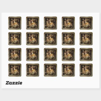 Mosaic of Dionysus riding a Leopard c.180 AD Square Sticker | Zazzle