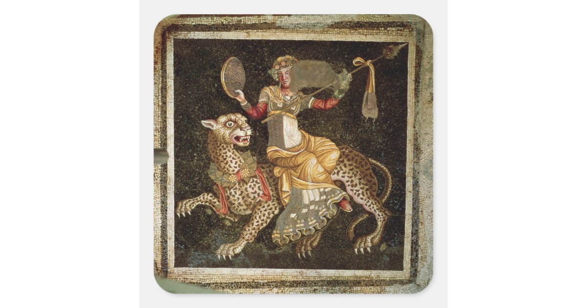 Mosaic of Dionysus riding a Leopard c.180 AD Square Sticker | Zazzle