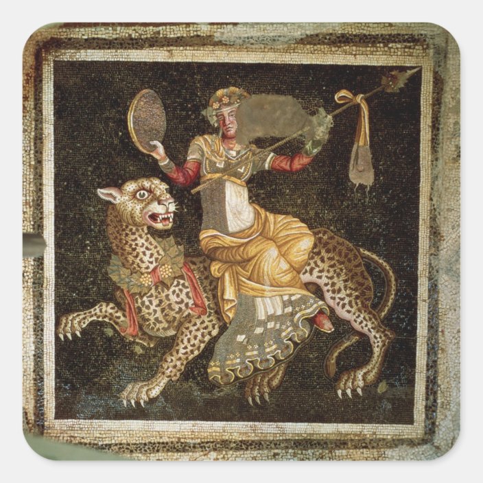 Mosaic of Dionysus riding a Leopard c.180 AD Square Sticker | Zazzle.com