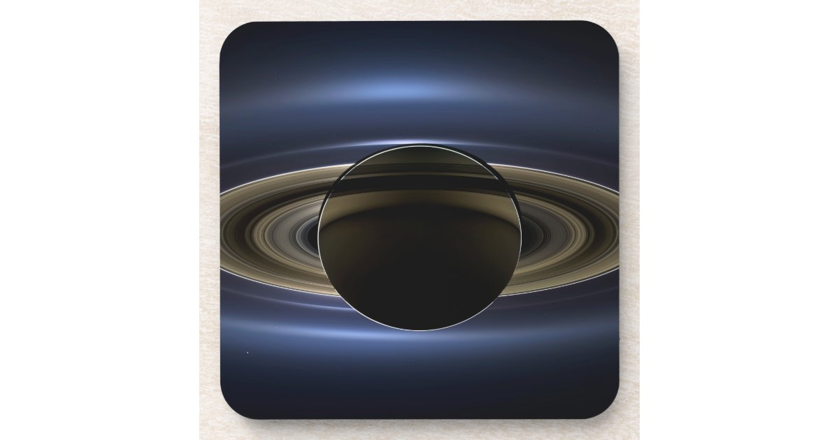Mosaic Of The Saturn System Backlit By The Sun. Beverage Coaster | Zazzle