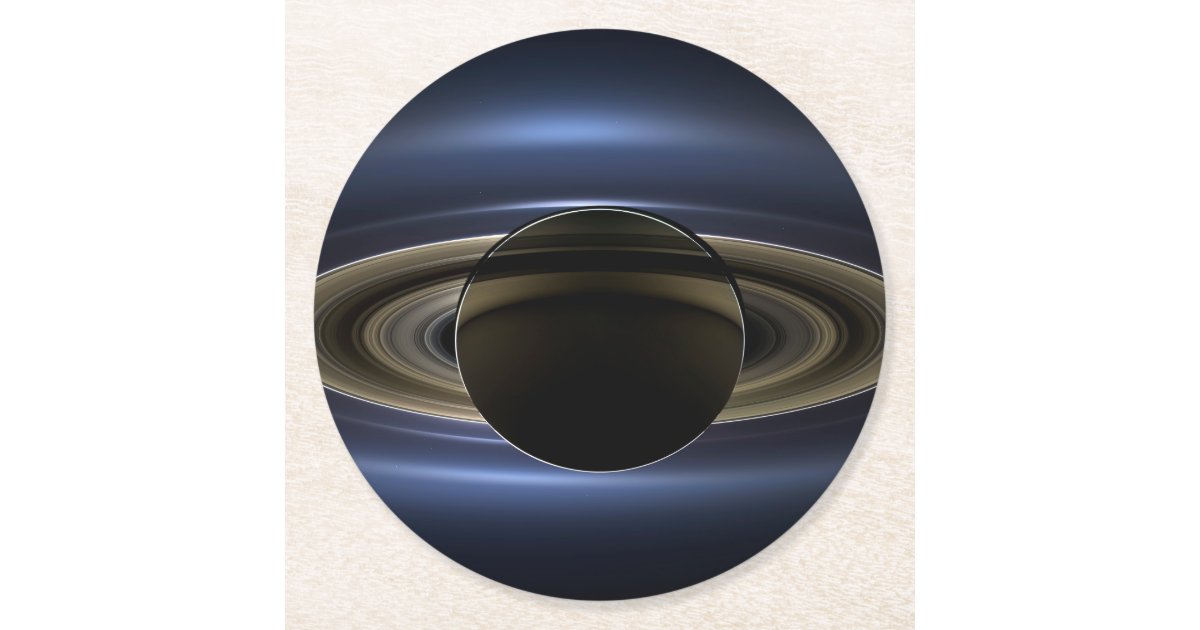 Mosaic Of The Saturn System Backlit By The Sun. Round Paper Coaster ...