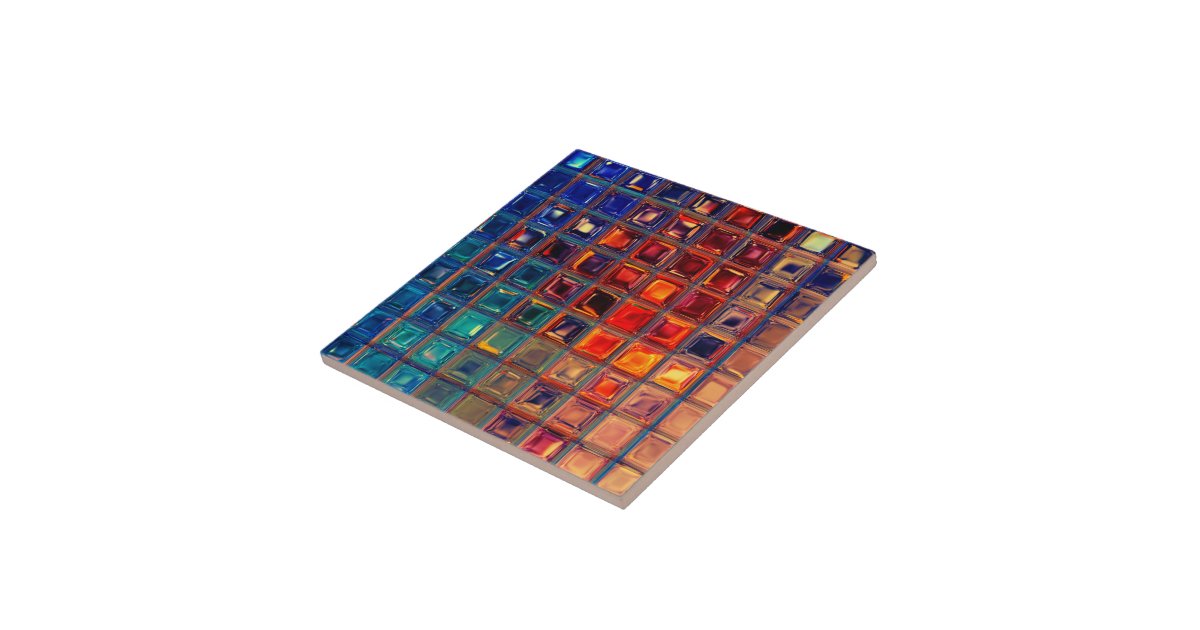 Mosaic Rainbow | Bold Colorful Abstract Tile | Zazzle