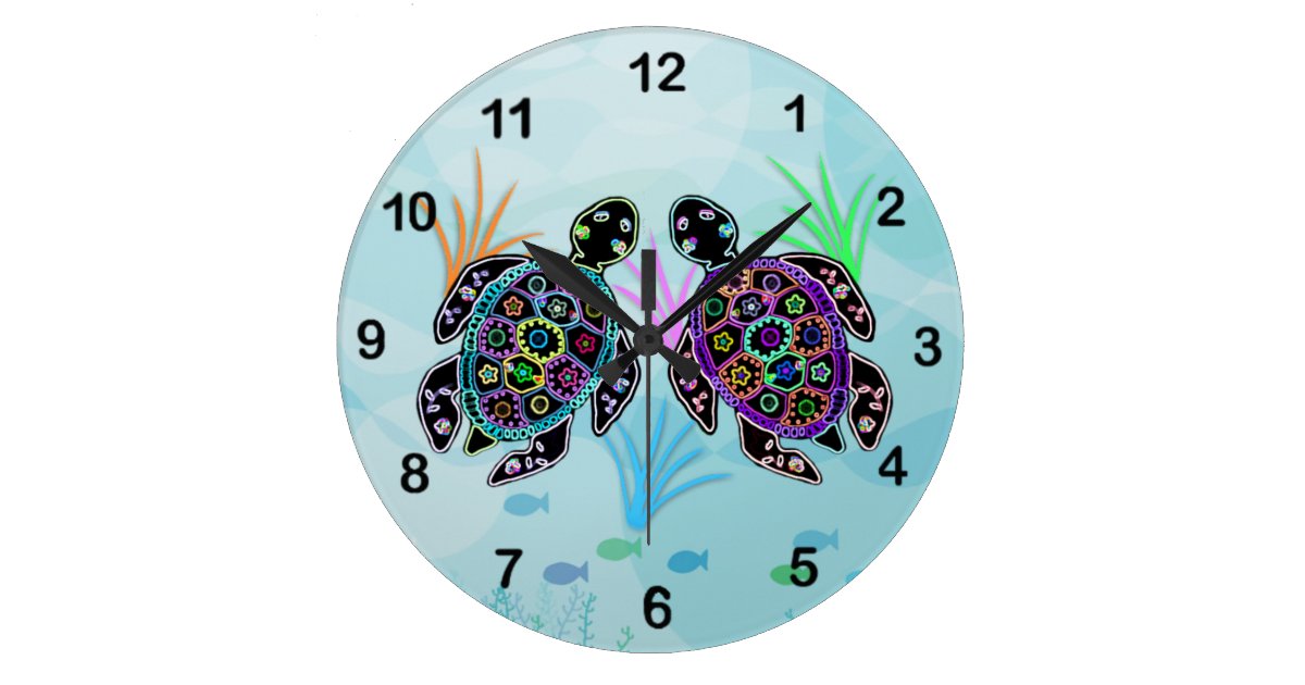 Mosaic Sea Turtle Clock | Zazzle.com