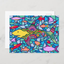 Mosaic Shark Postcard | Zazzle