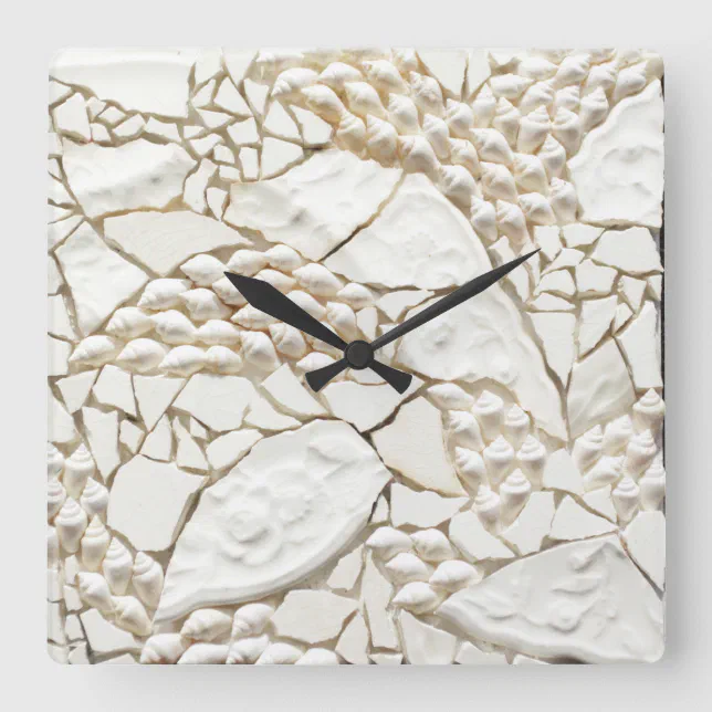 Mosaic shell tile clock | Zazzle