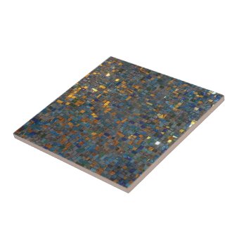Mosaic Stones in Blue and Gold Ceramic Tile | Zazzle