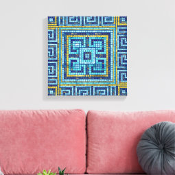 Mosaic Tile Greek Meander Key Canvas Print | Zazzle