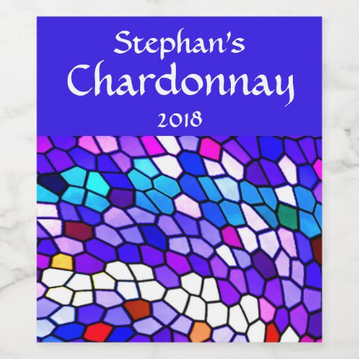 Mosaic Tile Pattern Wine Label | Zazzle