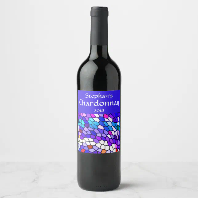 Mosaic Tile Pattern Wine Label | Zazzle
