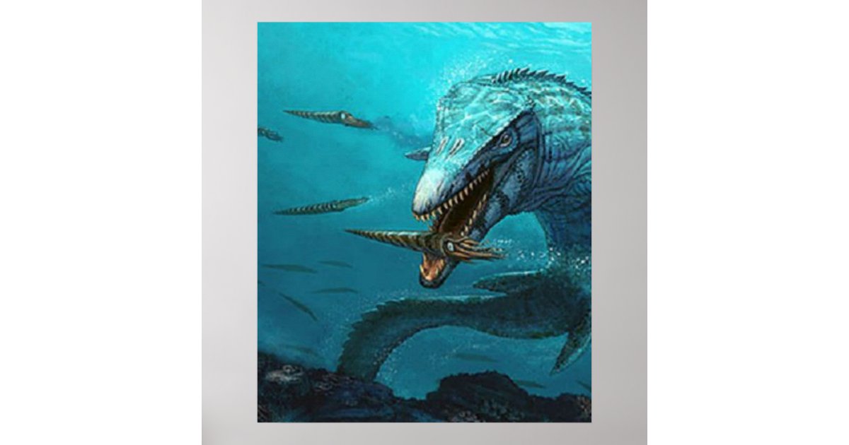 Mosasaurus hunting poster | Zazzle