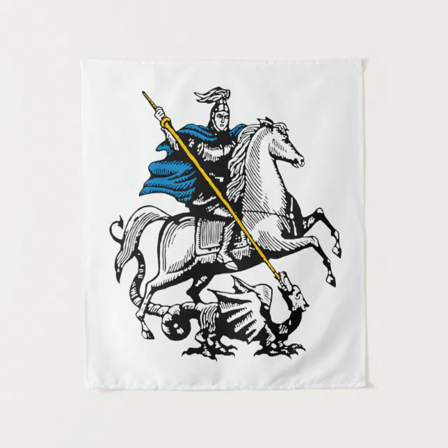 Moscow city Russia flag symbol saint george Tapestry | Zazzle