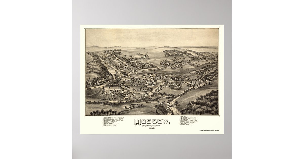 Moscow, PA Panoramic Map - 1891 Poster | Zazzle