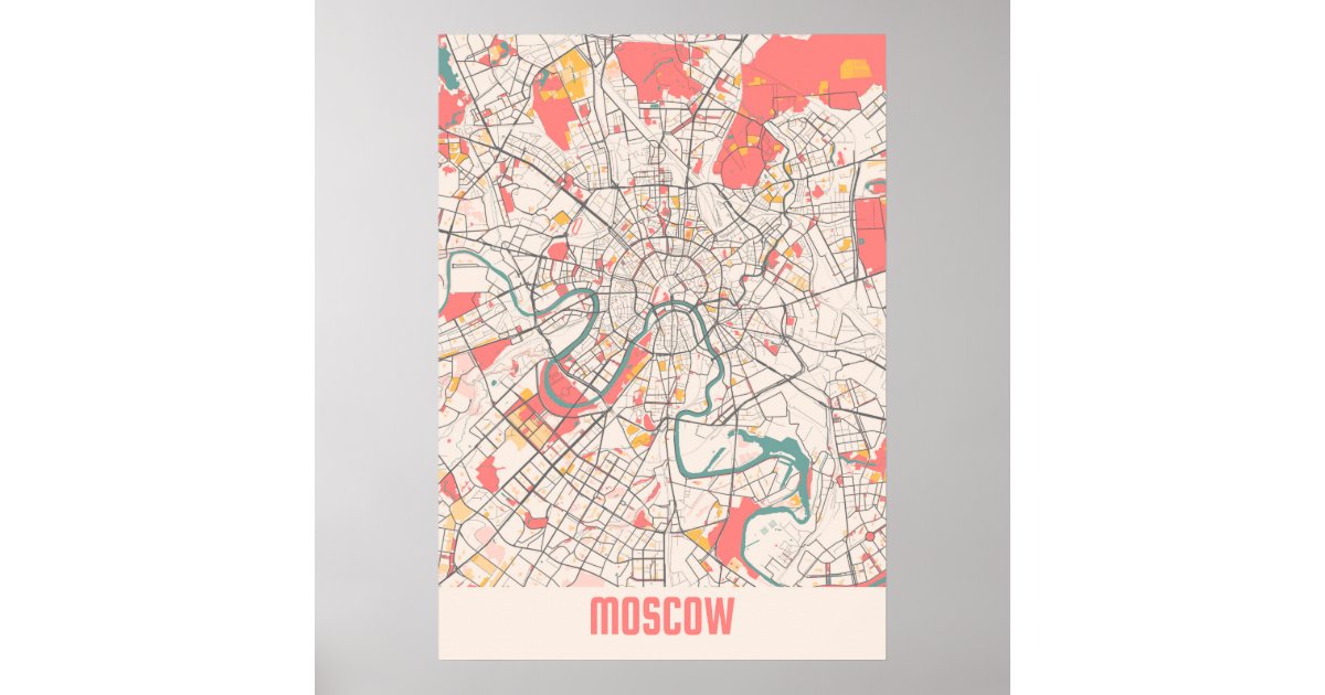 Moscow - Russia Chalk City Map Poster | Zazzle